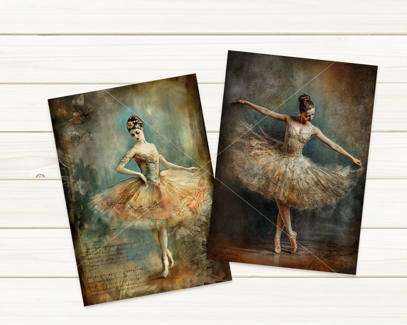 Ballerina Journaling Cards, Mixed Media Style ATC Cards, Printable ...