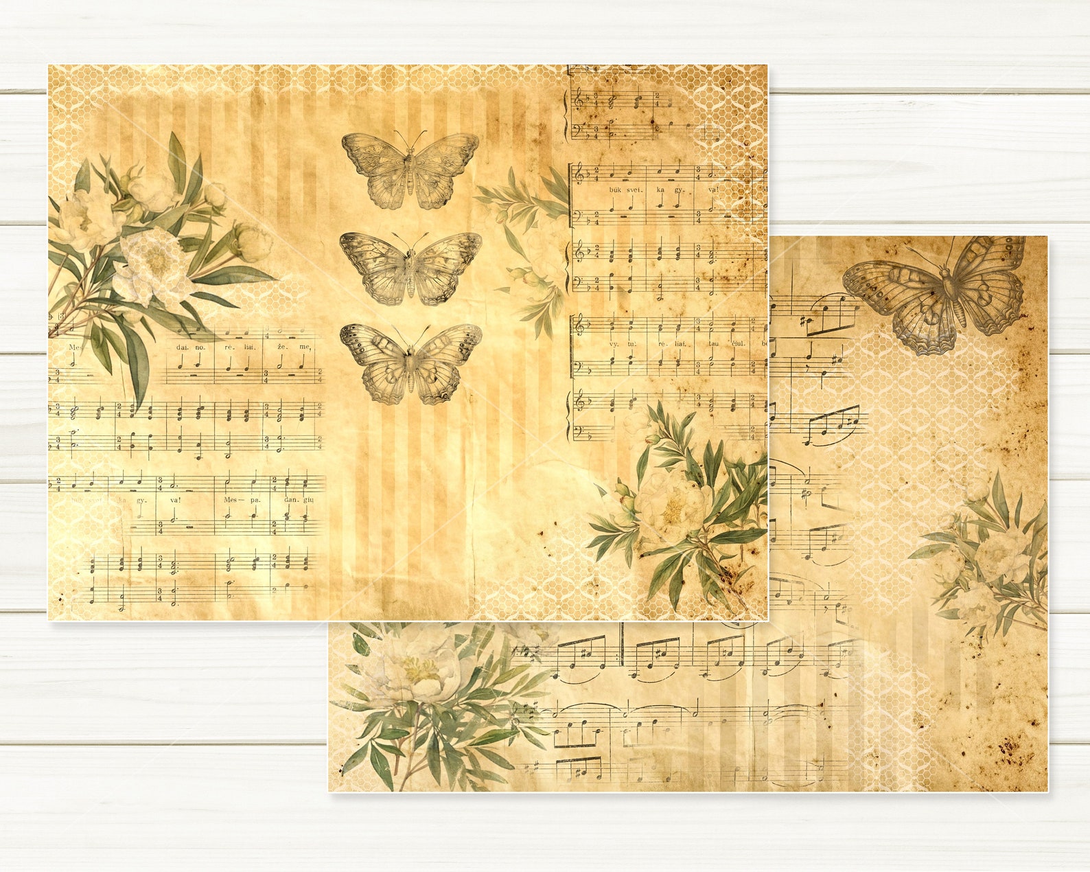 Junk Journal Background, Floral Journal Pages, Printable Scrapbook ...