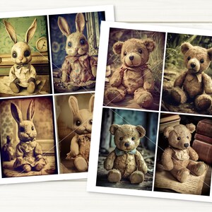 Journal Cards With Vintage Soft Toys, Printable Vintage Junk Journal ...