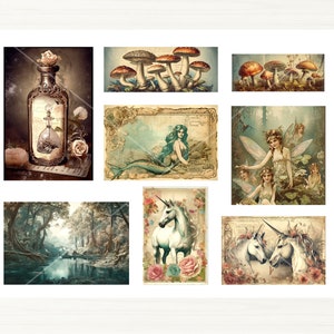 Journal Ephemera With Fantasy Images, Mermaid, Unicorn, Dragon, Fairy ...