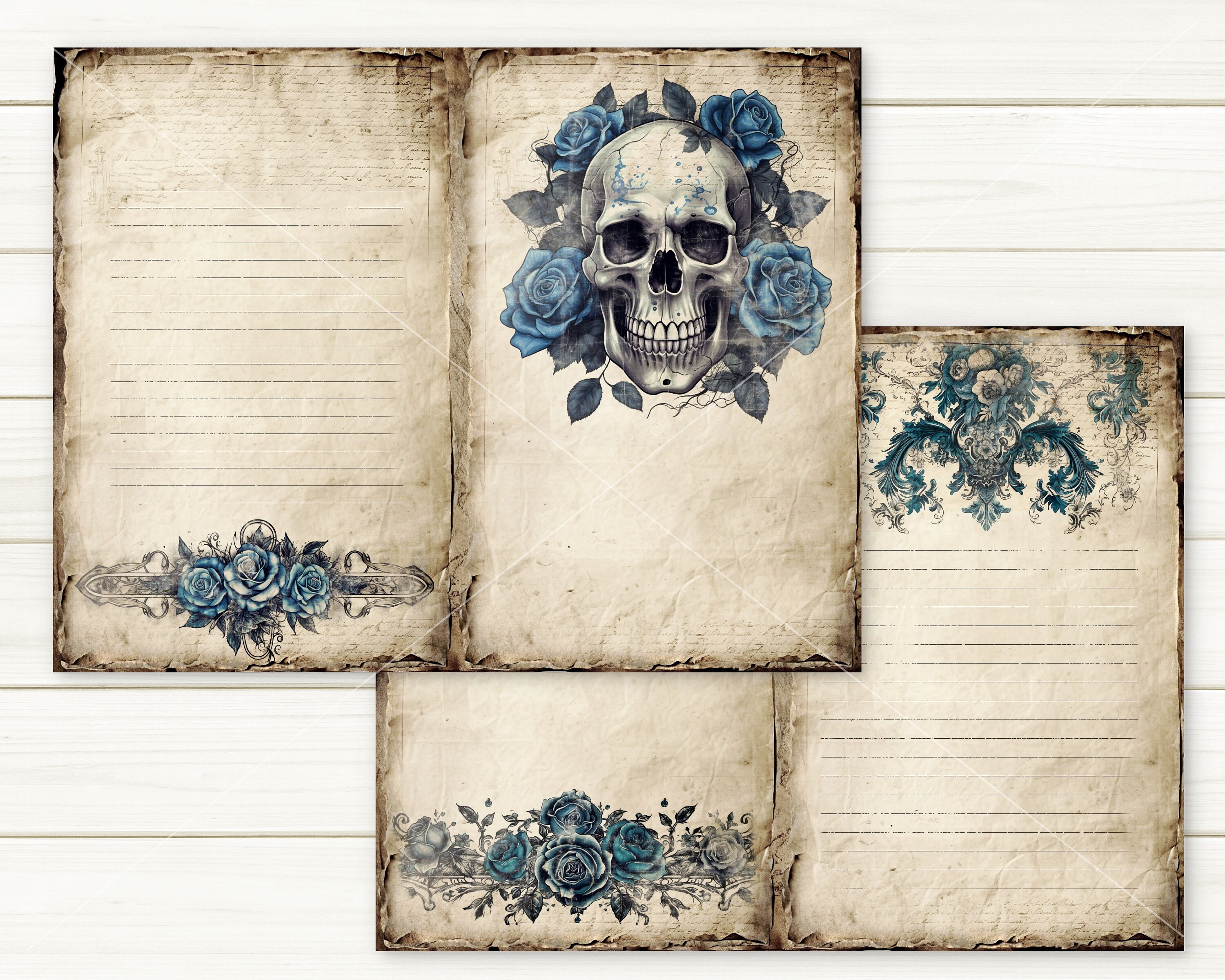 Blue Gothic Junk Journal Kit Printable Ephemera Pack Gothic - Etsy
