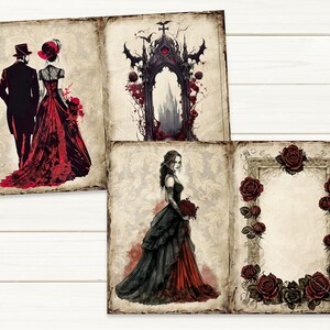 Gothic Wedding Journal Pages With Bride and Groom Roses - Etsy