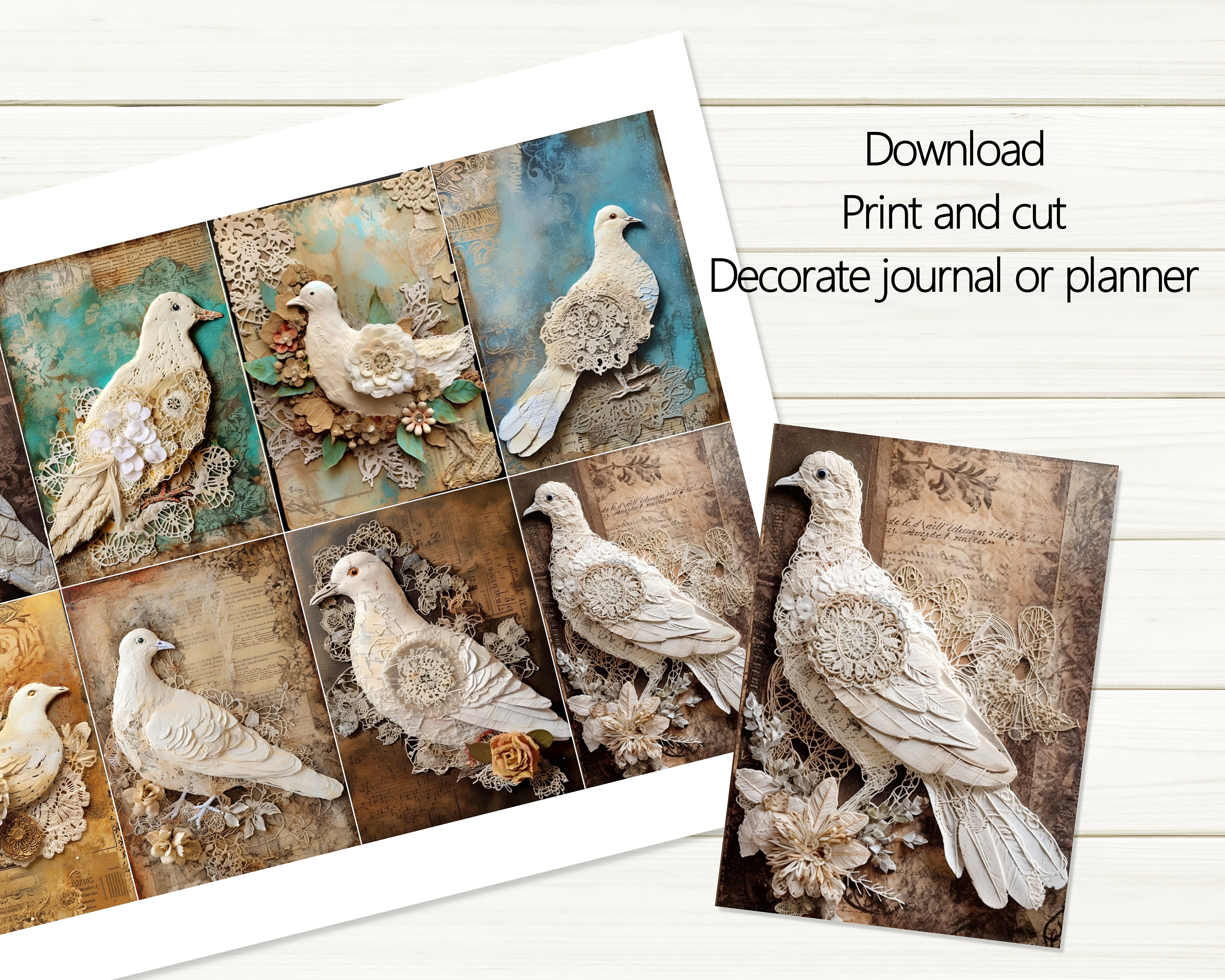 Journal Cards With White Dove, ATC Cards, Printable Journal ...