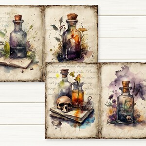 Magic Potion Journal Pages With Elixir, Spells Vials and Bottles ...