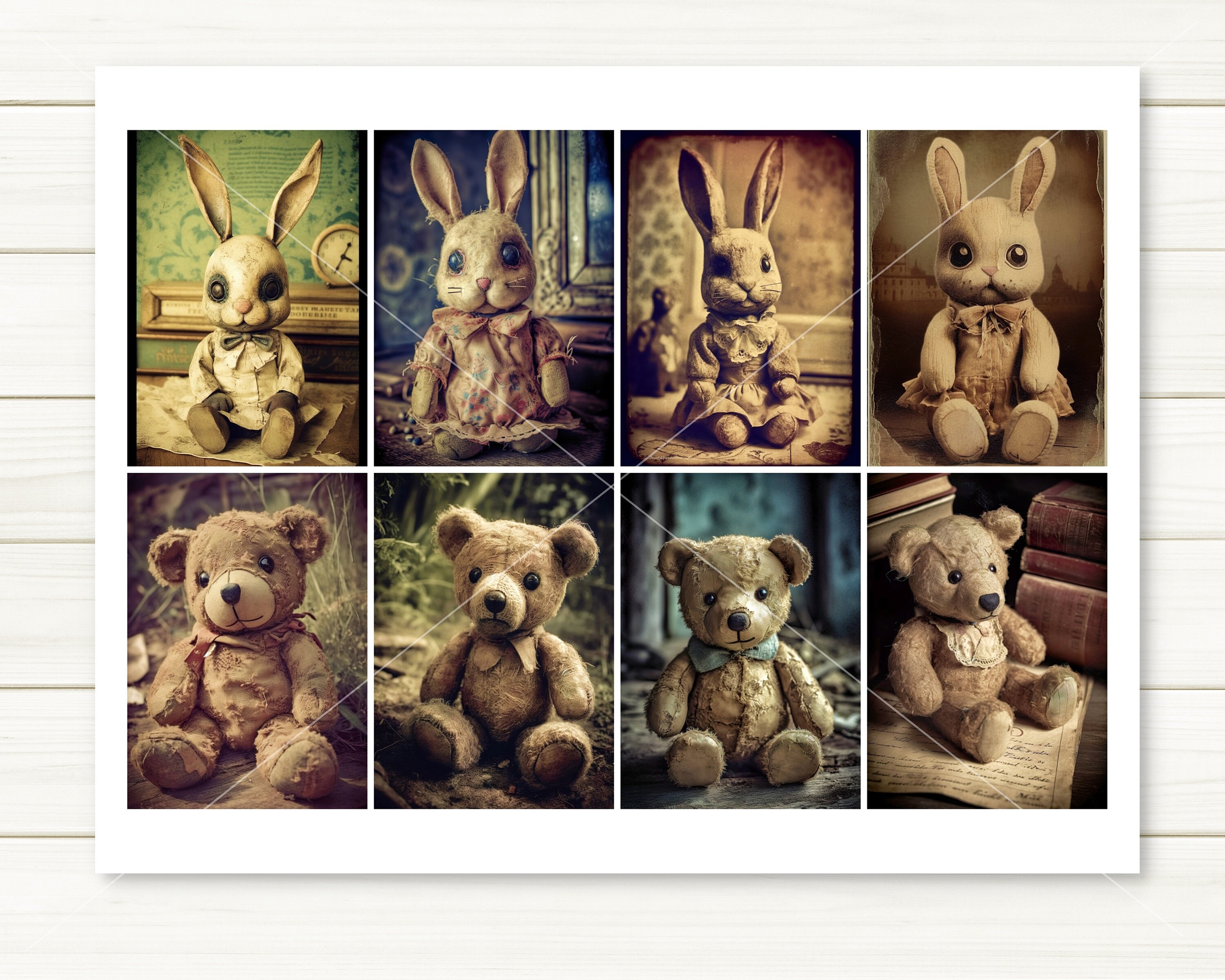 Journal Cards With Vintage Soft Toys Printable Vintage Junk - Etsy