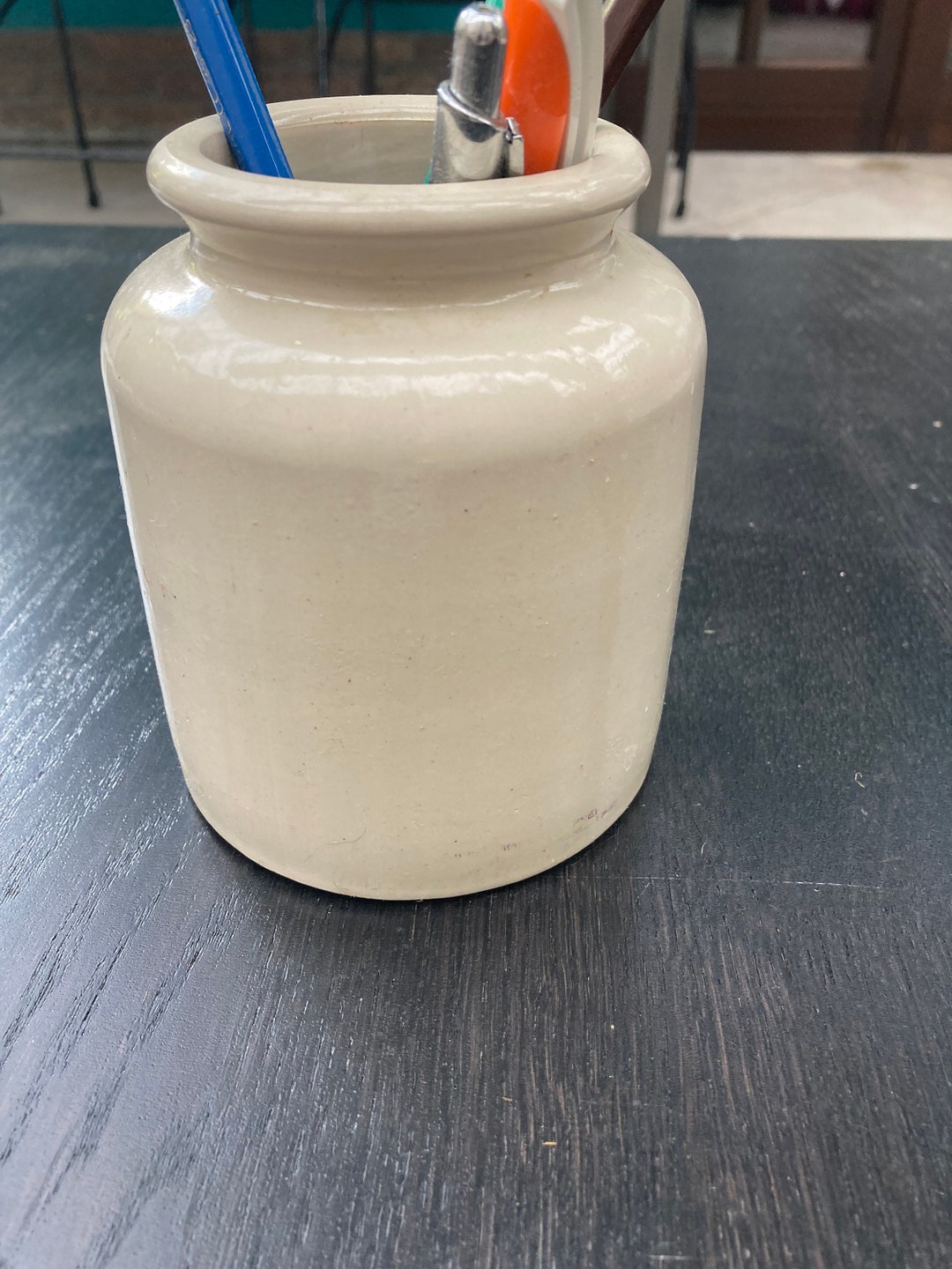 Vintage Stoneware Jar, Kitchen Utensil Jar - Etsy