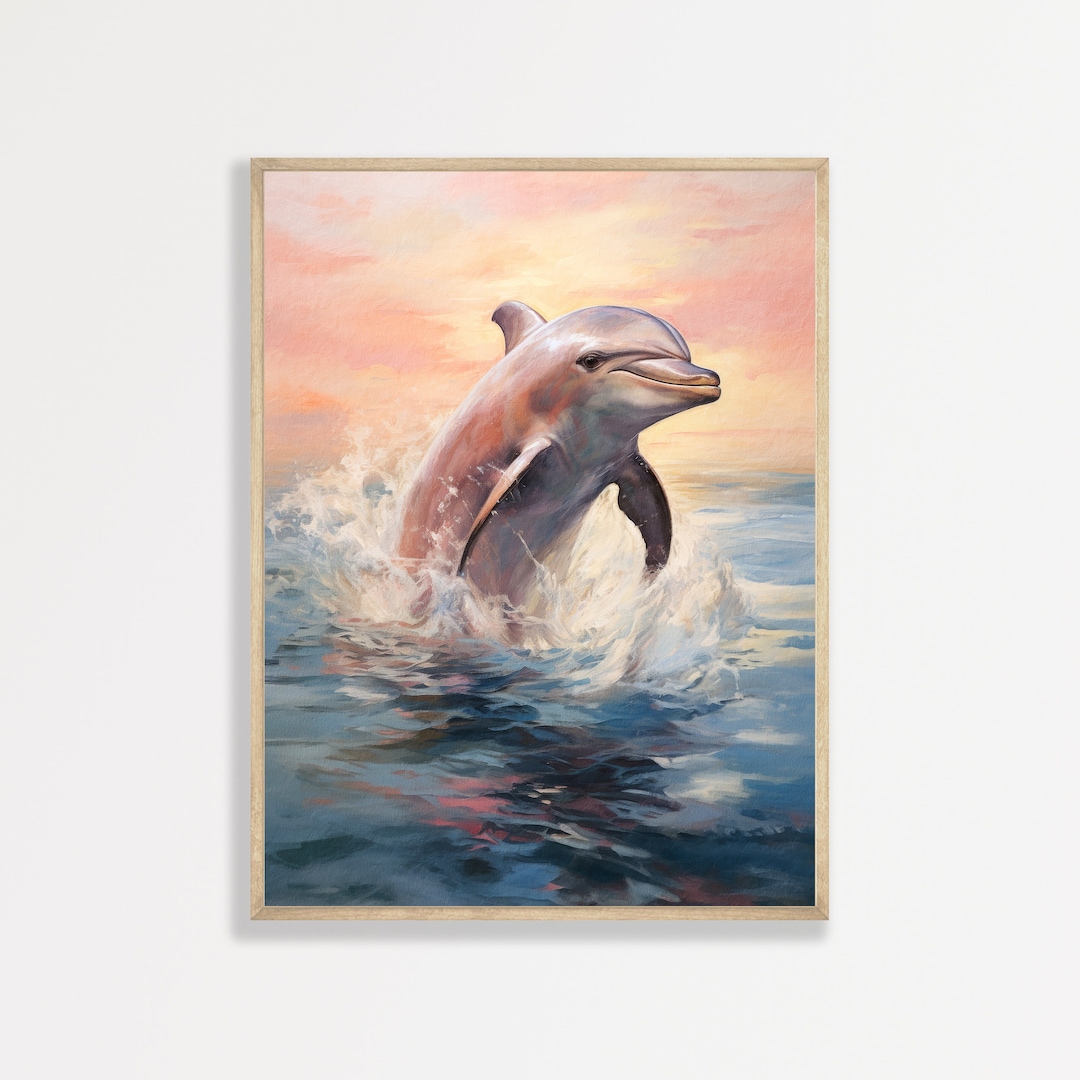 Retro Dolphin Art Print - Coastal Vintage Beach Decor - Etsy