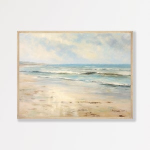 Muted Ocean Painting: Retro Beach Seascape Wall Art - Etsy