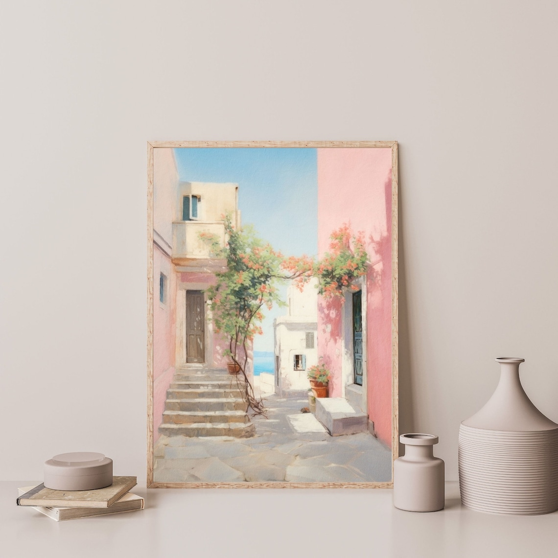 Pastel Pink European Print Retro Coastal Wall Art Bedroom Decor - Etsy