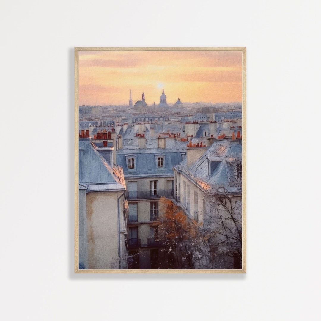 Retro Paris Painting | Pastel Paris France Wall Print | Aesthetic Room ...