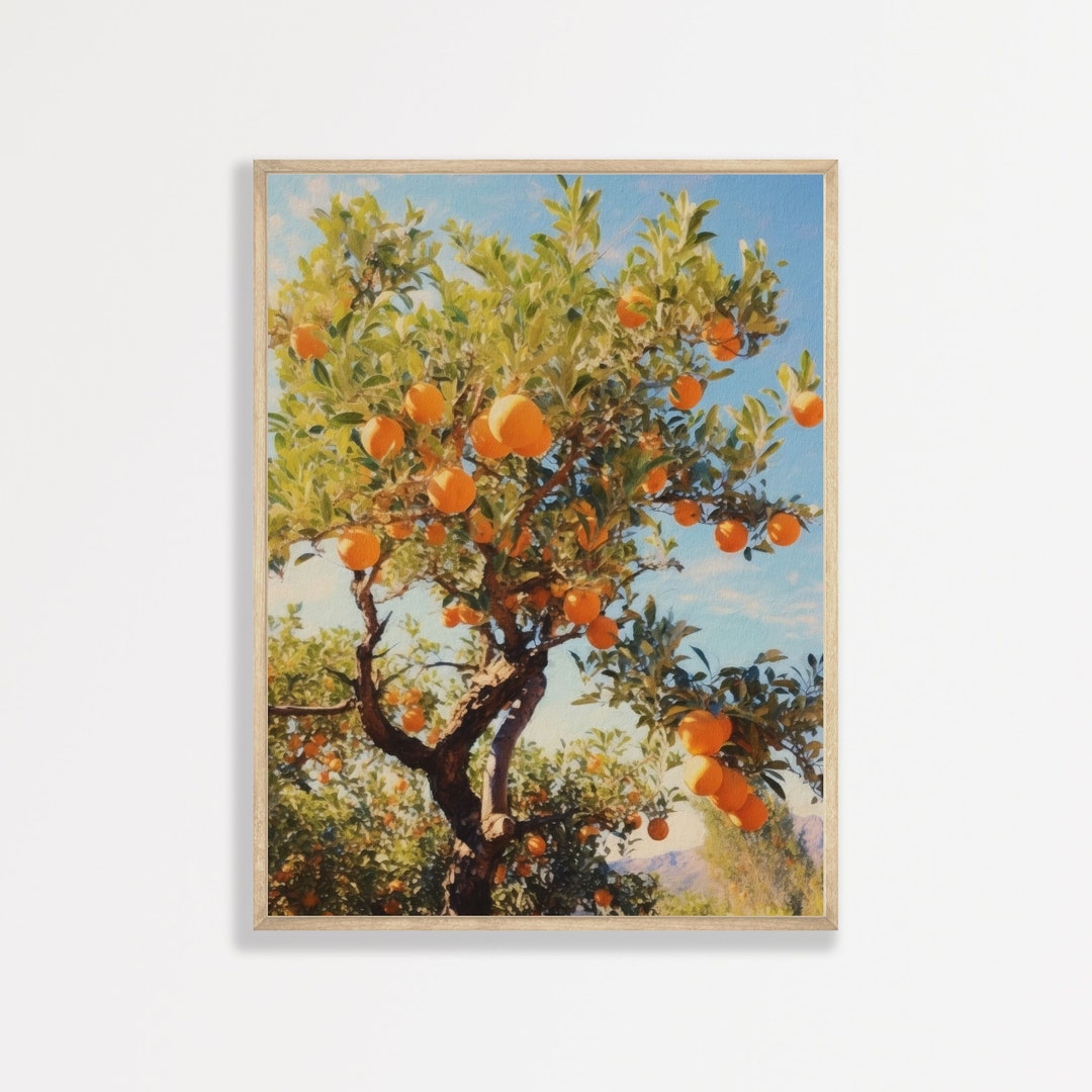 Orange Tree Painting: Retro Country Farmhouse Wall Art - Etsy