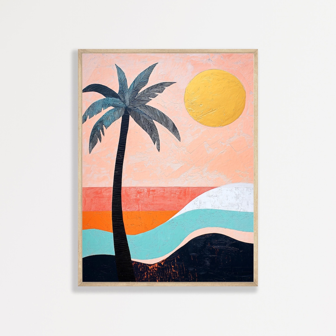 Palm Tree Wall Art: Boho Retro Coastal Beach Decor - Modern Aesthetic ...