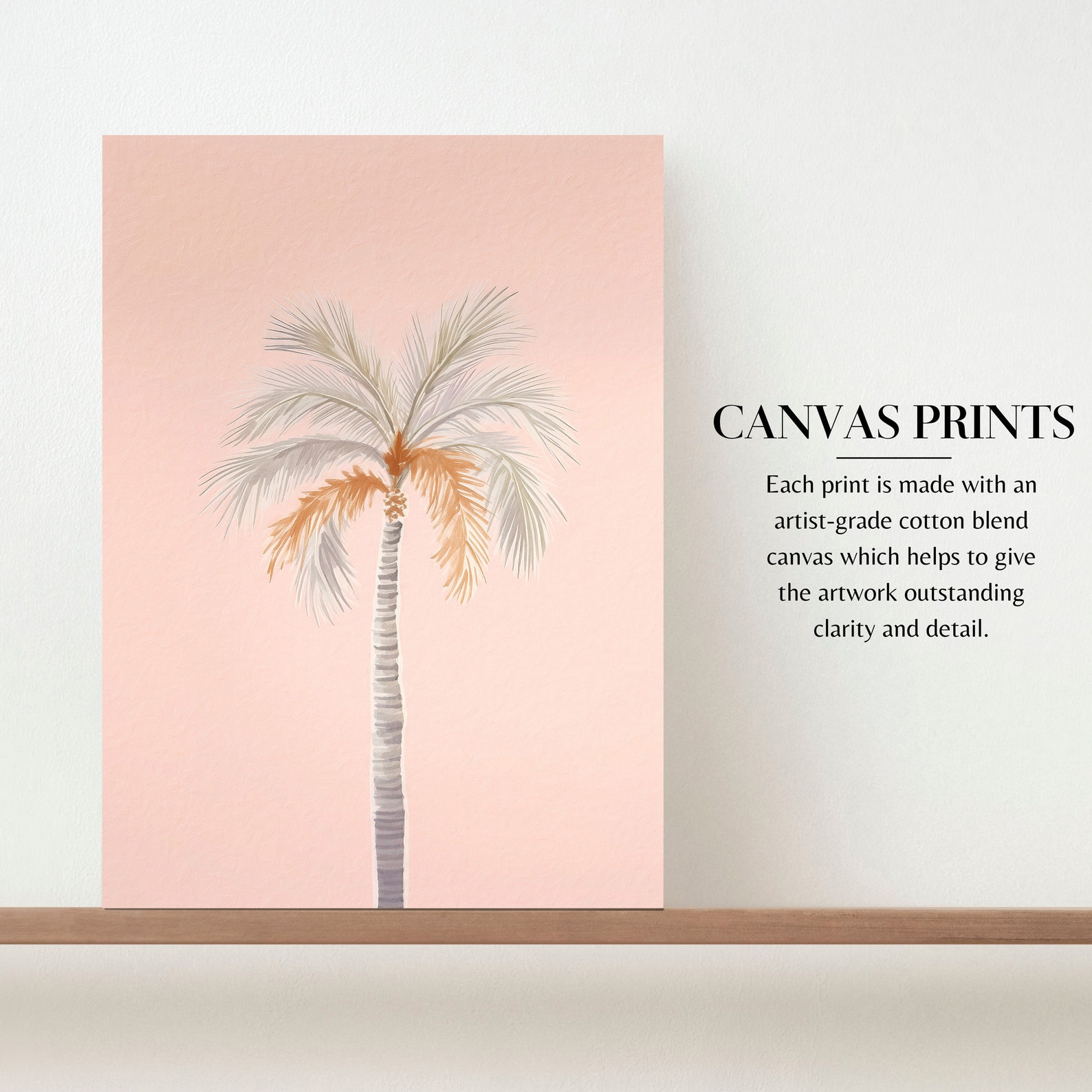 Palm Tree Wall Art: Pastel Pink Retro Beach Print - Etsy