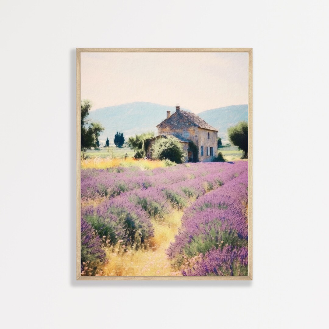Italian Countryside Print, Lavender Field, Vintage Style - Etsy