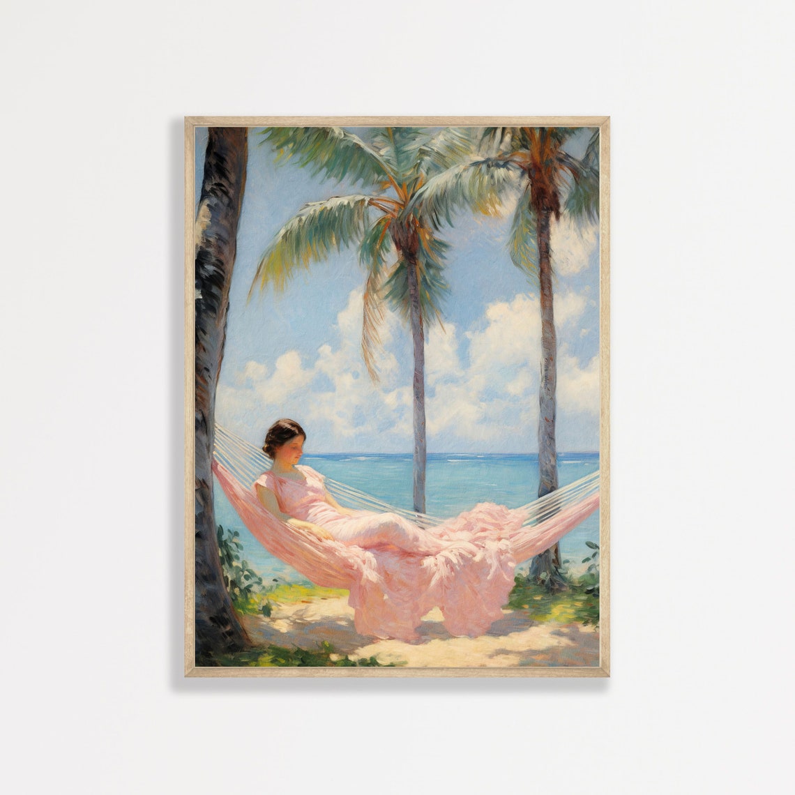 Hammock Wall Art: Tropical Retro Beach Scene With Palms - Etsy
