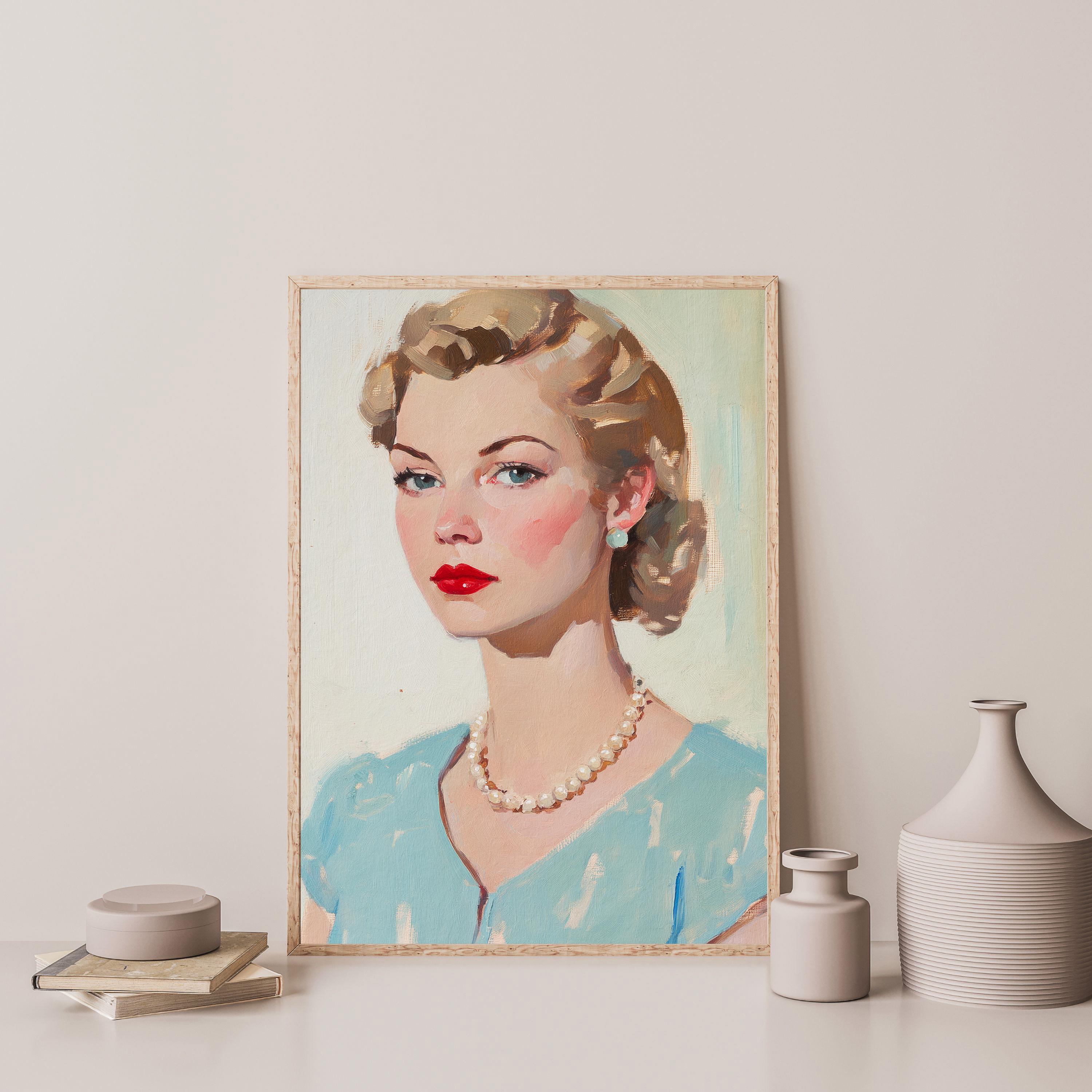 Vintage Woman Portrait Print: Minimalist Retro Style - Antique Decor - Etsy