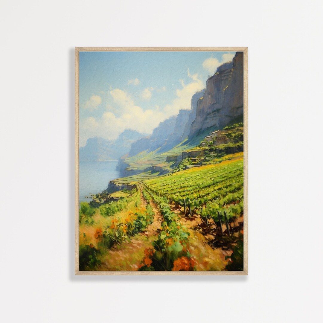 Coastal Vineyard Print, Vintage Landscape, Neutral Tones - Etsy