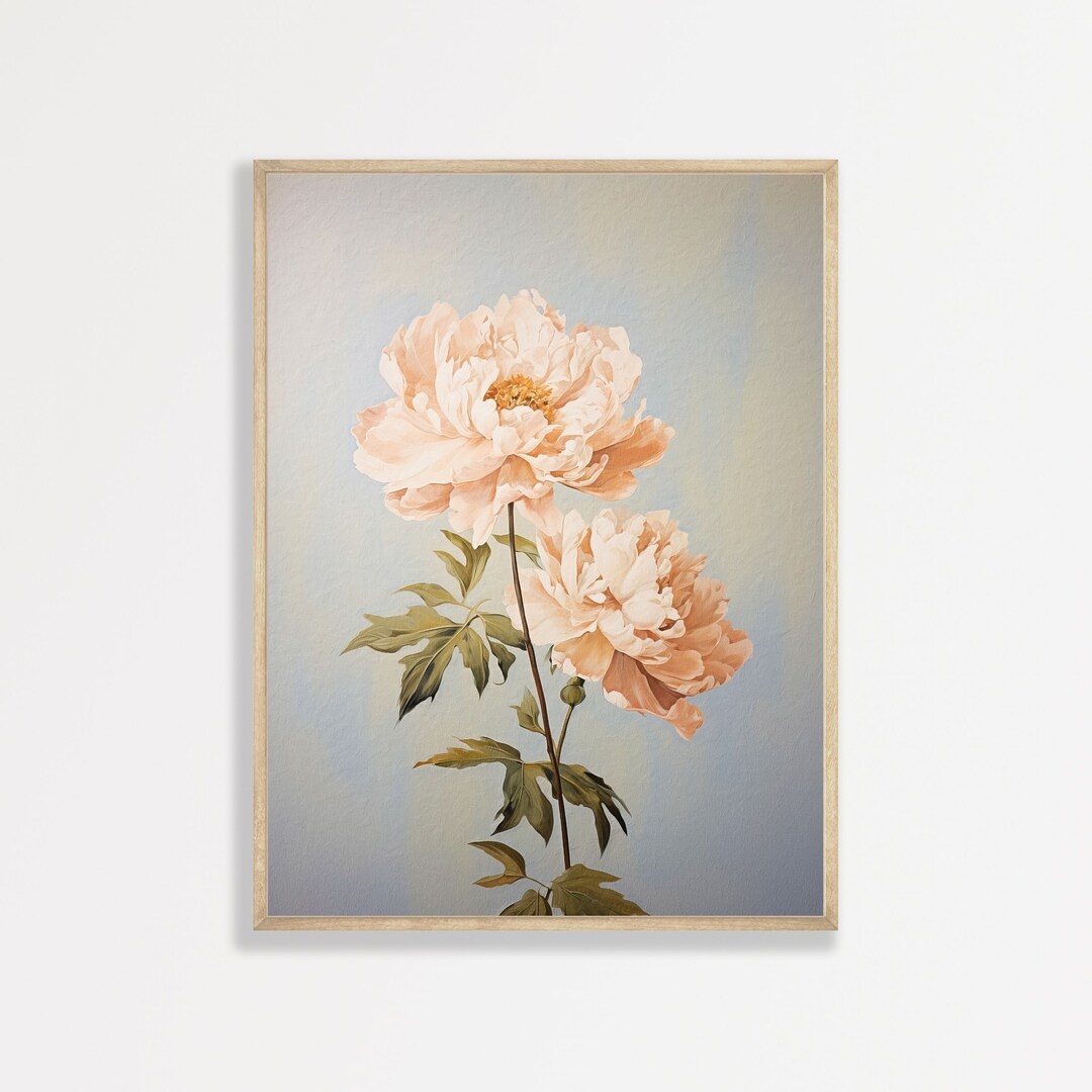 Peony Flower Print: Vintage Floral Wall Art for Nursery or Living Room ...