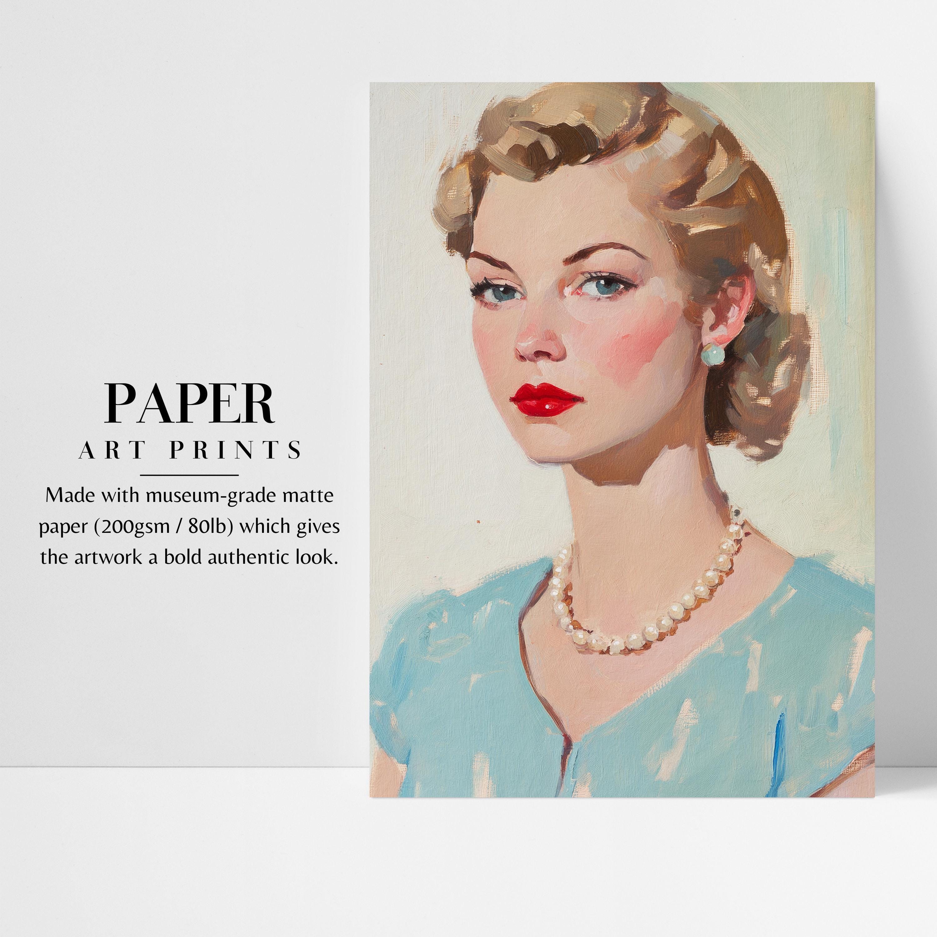 Vintage Woman Portrait Print: Minimalist Retro Style - Antique Decor - Etsy