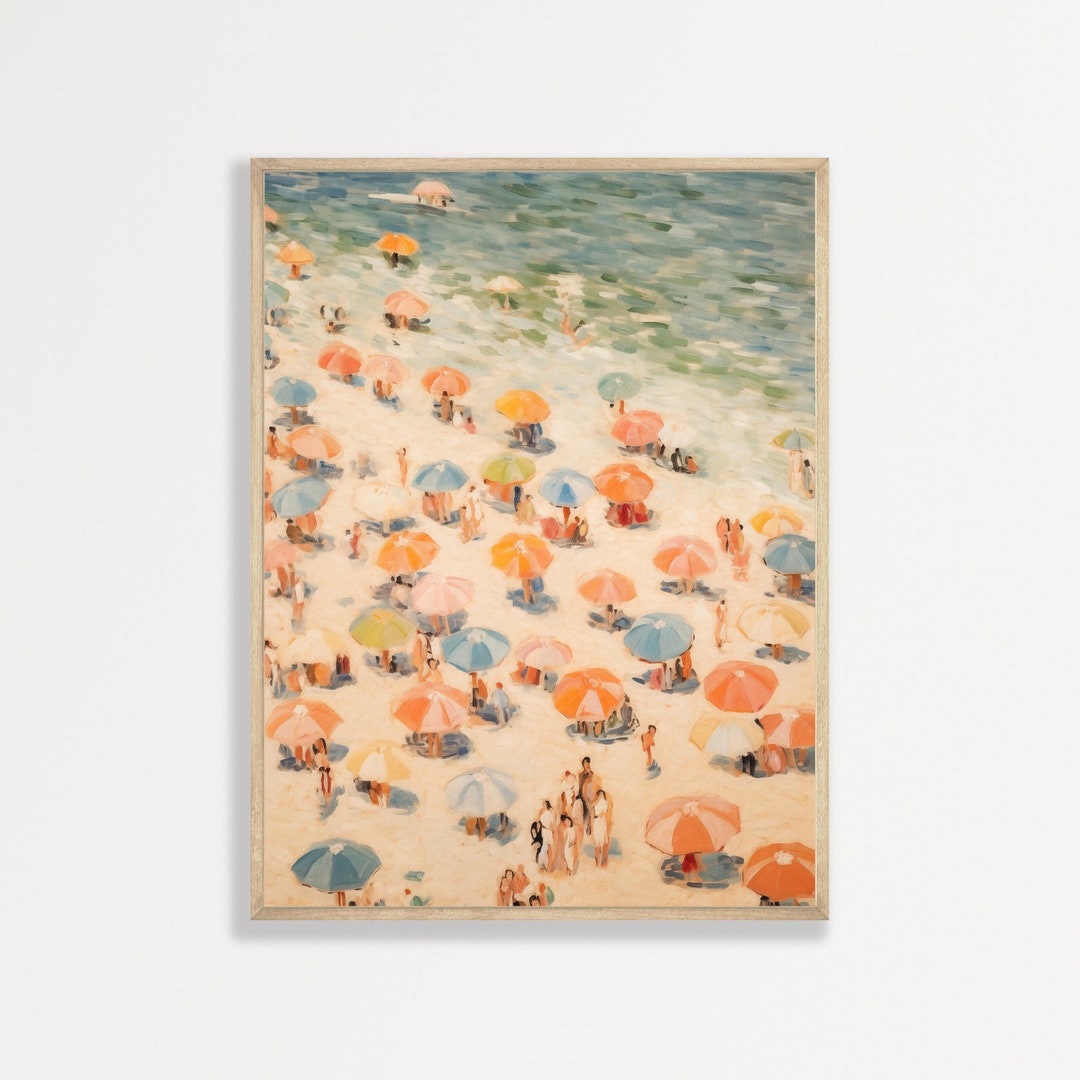 Retro Coastal Wall Art - Abstract Minimal Beach Scene - Etsy