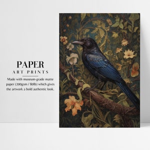 Crow Botanical Print | Vintage Moody Wall Art | Dark Academia Decor ...