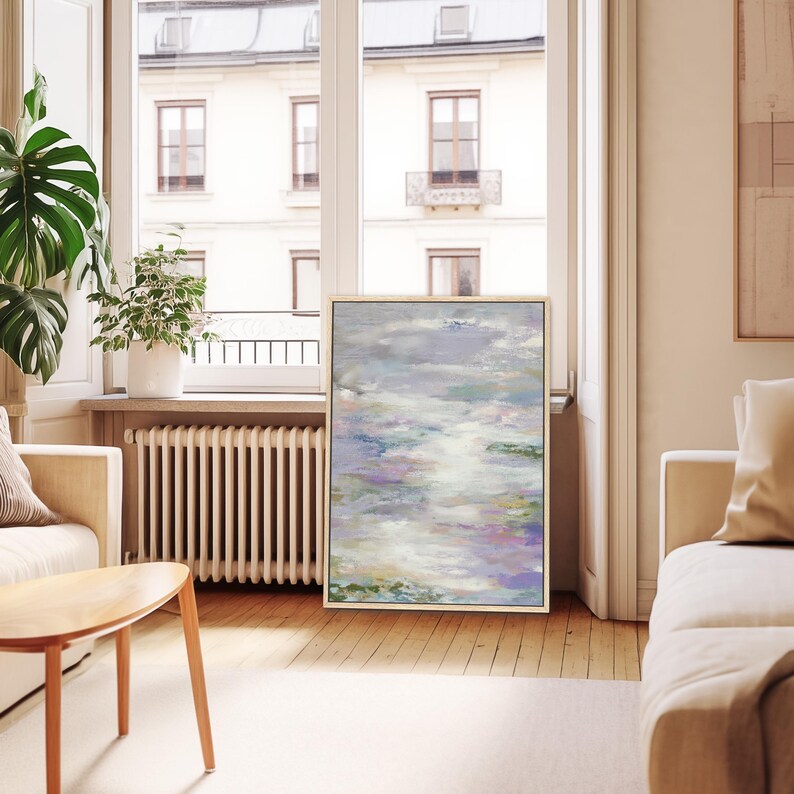 Abstract Pond Painting: Minimalist Nature Scene (framed or Canvas) - Etsy