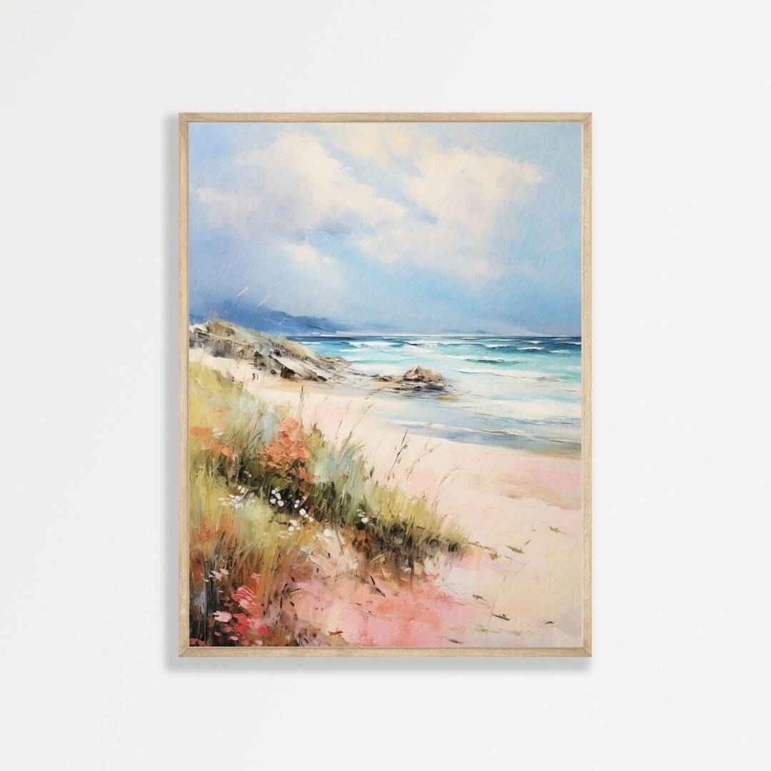 Beach Seashore Print | Vintage Coastal Wall Art | Neutral Summer Beach ...