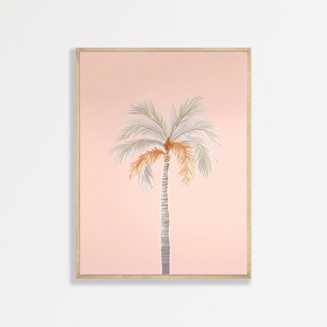 Pastel Pink Palm Tree Print | Retro Beach Decor | Tropical Girly ...