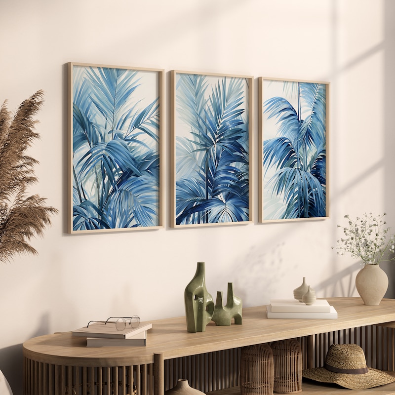 Blue Palm Print - Etsy