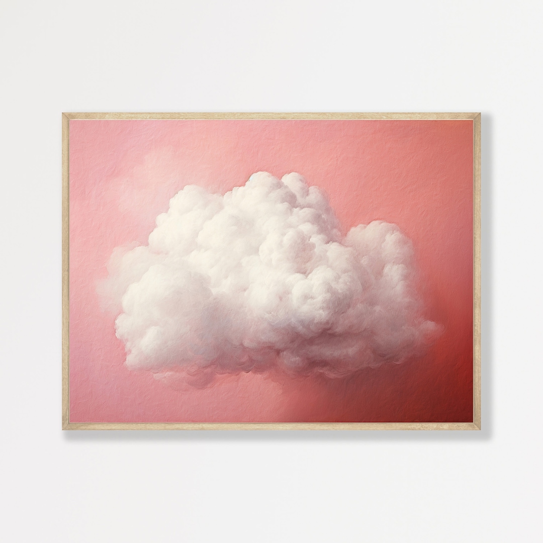 Pink Cloud Print | Minimalist Wall Art | Abstract Cloud Art Print ...