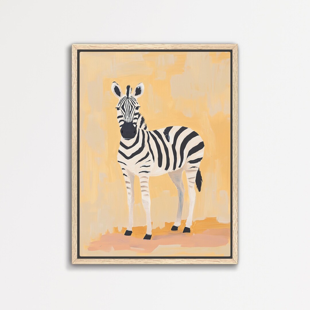 Minimal Retro Yellow Zebra Print Kids Nursery Wall Art - Etsy