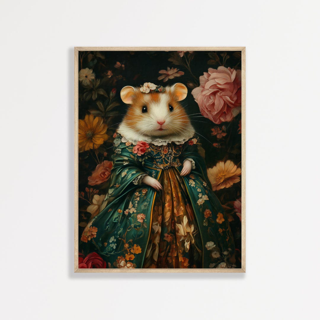 Royal Hamster Painting | Vintage Maximalist Victorian Portrait Wall Art ...