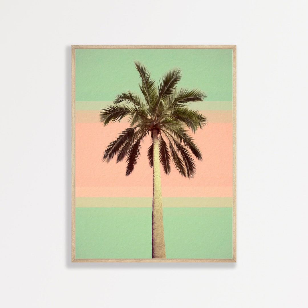 Palm Tree Wall Art: Retro Coastal Print - Funky Preppy Style - Etsy