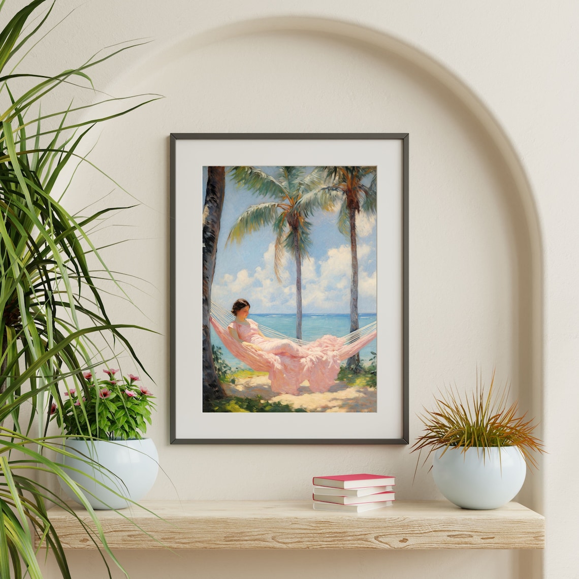 Hammock Wall Art: Tropical Retro Beach Scene With Palms - Etsy
