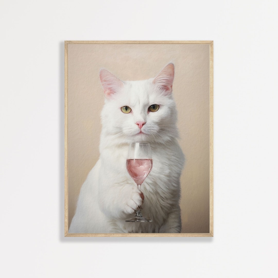 Cat Cocktail Print | Cute Bar Cart Decor | Retro Wall Art | P #301 - Etsy