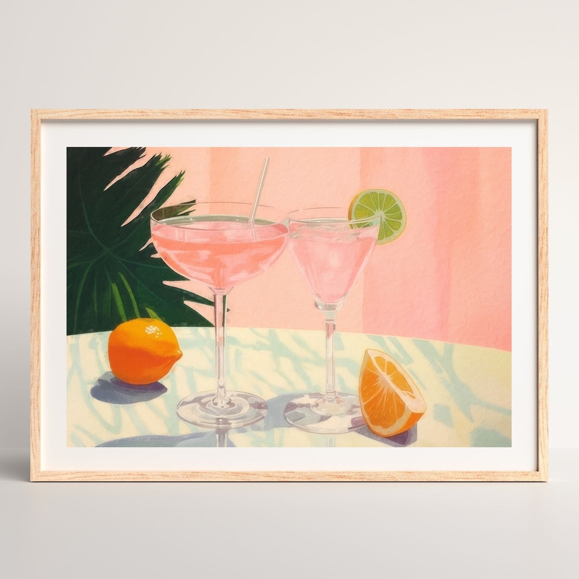 Pink Cocktails Art Print | Retro Preppy Home Bar Decor - Etsy