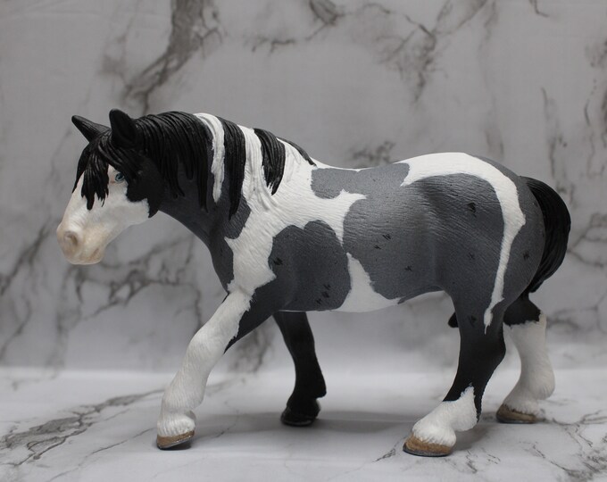 Custom Schleich Percheron Mare - Blue Roan Pinto - Etsy