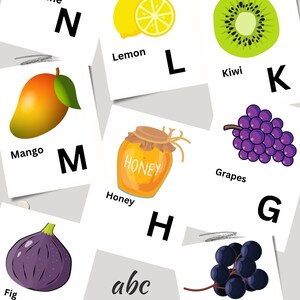 ABC Flashcards for Kids, From A to Z Alphabet Cards Fruit, Classroom ...