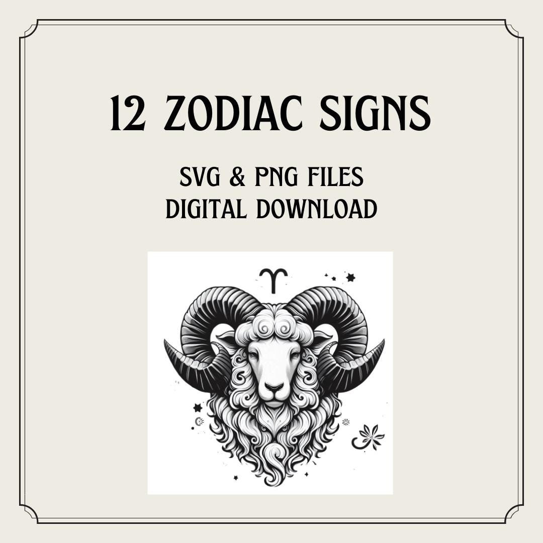 12 Zodiac Signs SVG and PNG Bundle With Bonus Zodiac Fonts, Astrology ...