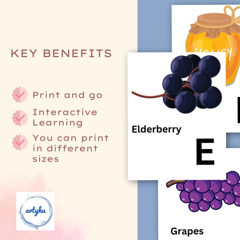 ABC Flashcards for Kids, From A to Z Alphabet Cards Fruit, Classroom ...