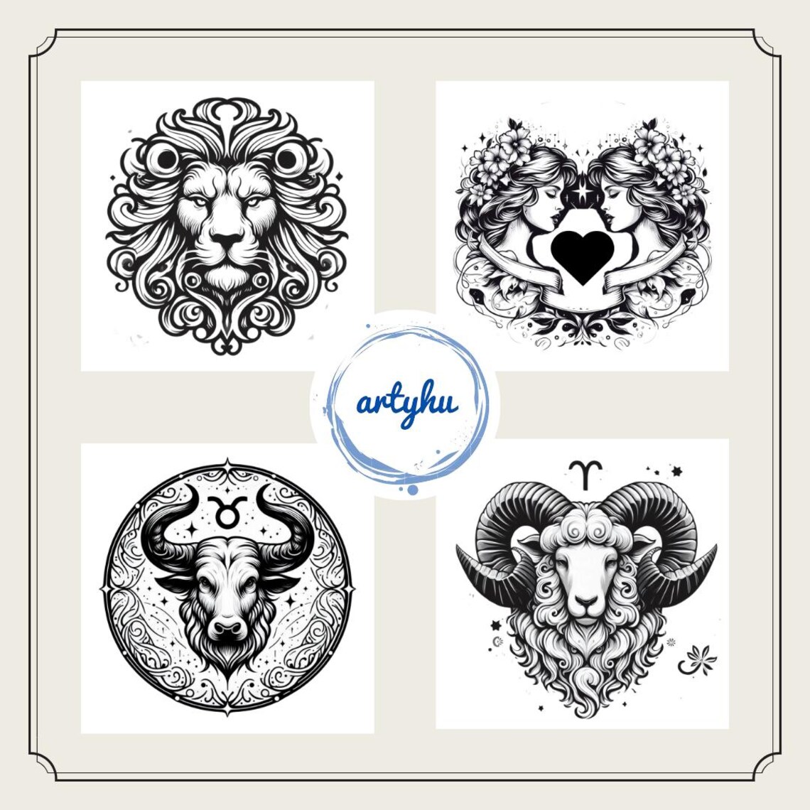 12 Zodiac Signs SVG and PNG Bundle With Bonus Zodiac Fonts, Astrology ...