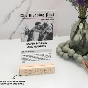 Personalized Acrylic Wedding Day Newspaper Stand, Custom Anniversary ...
