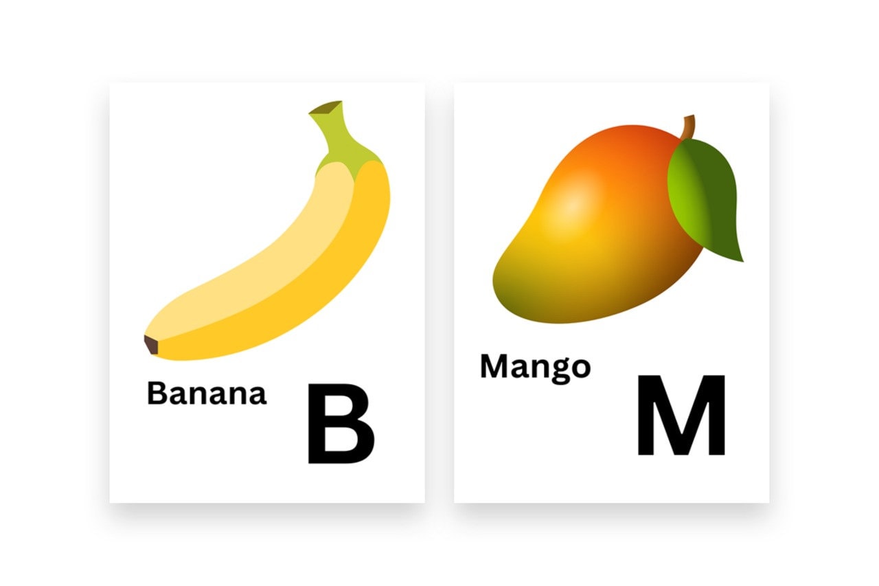 ABC Flashcards for Kids, From A to Z Alphabet Cards Fruit, Classroom ...