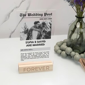 Personalized Acrylic Wedding Day Newspaper Stand, Custom Anniversary ...