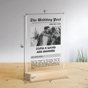 Personalized Acrylic Wedding Day Newspaper Stand, Custom Anniversary ...