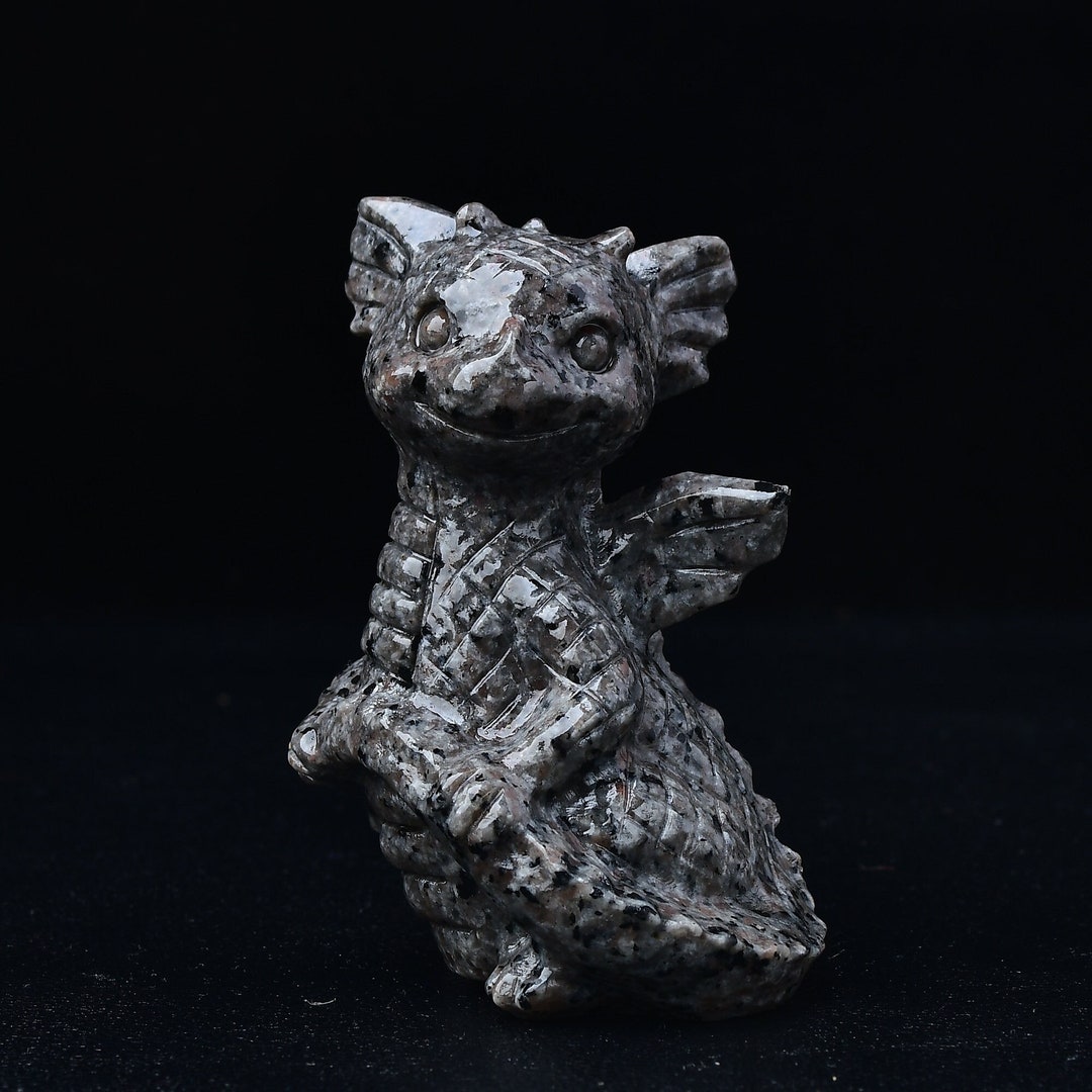 Natural Carved Flame Stone Crystal Baby Dragon 3.5 9cm Fluorescent ...