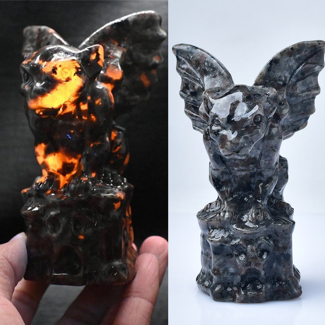 Natural Carved Flame Stone Crystal Gargoyle 4 10cm Fluorescent Sodalite ...