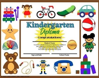 Kindergarten Certificate Graduation Diploma 8x10 Printable - Etsy