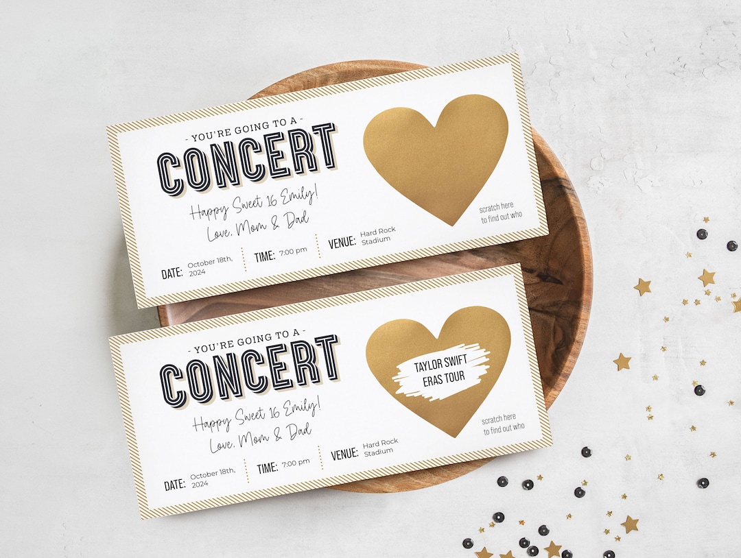 Personalized Surprise Concert Ticket, Surprise Gift, Scratch Off ...