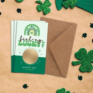 St. Patricks Day Scratch off Cards, Feeling Lucky, Scratch to Reveal ...